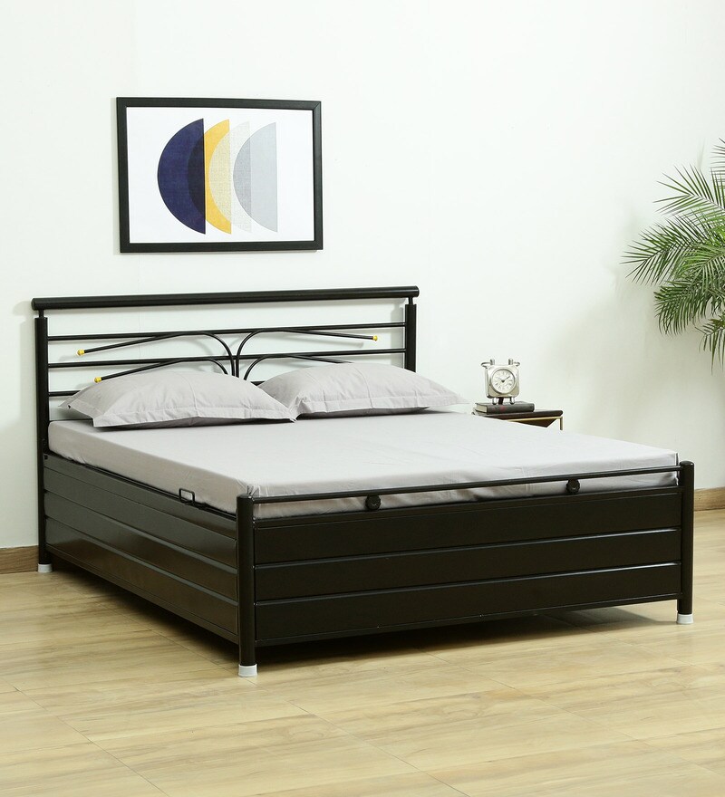 Buy jose Metallic Queen Size Bed With Hydraulic Storage in Black By ...