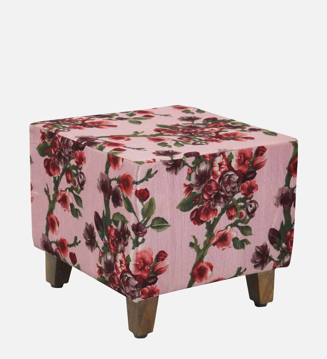 Buy Sisak Fabric Foot Stool in With Red Floral Print by Woodsworth ...