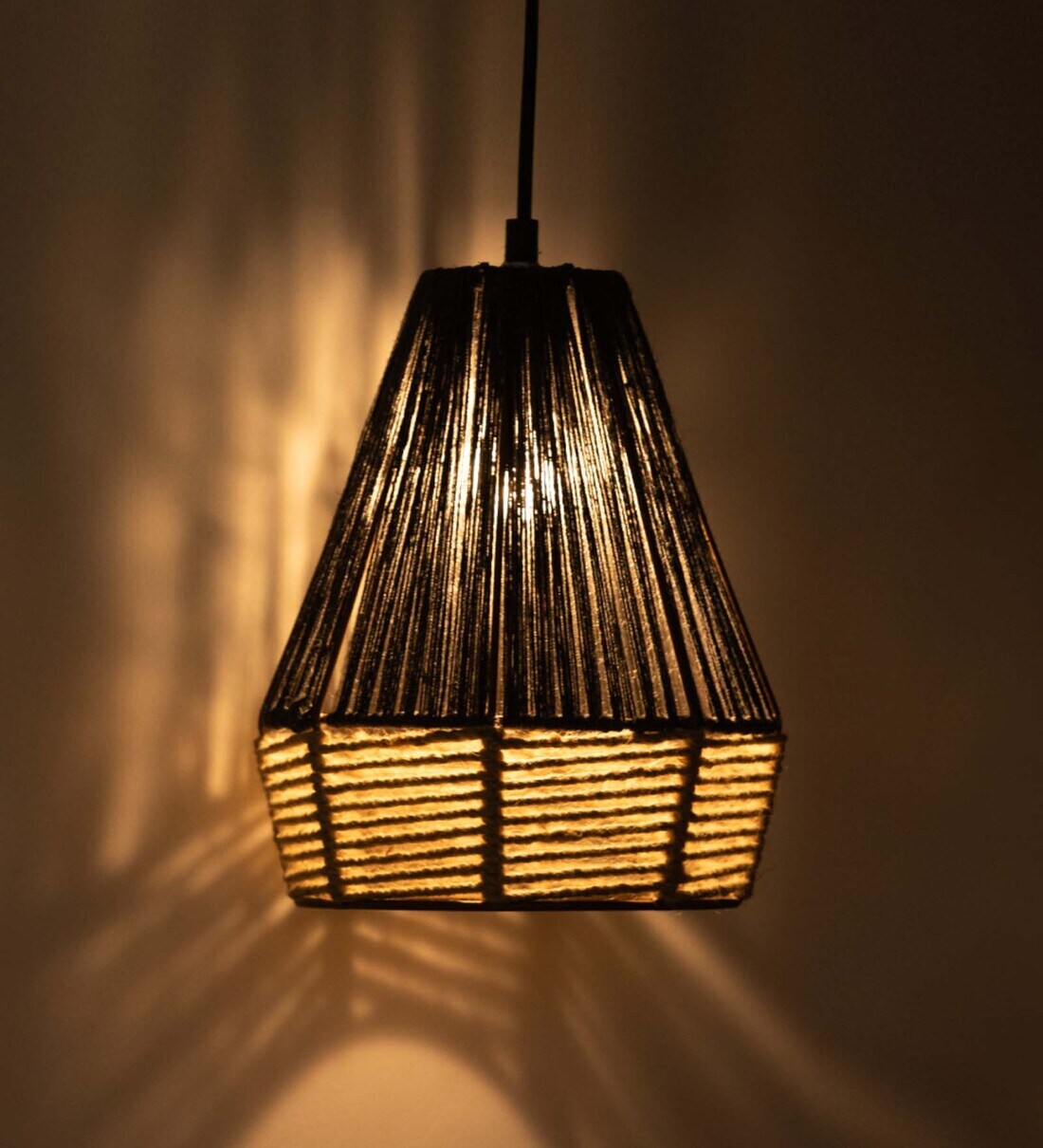 Buy Jute Wonders Handwoven Pyramidal Hanging Pendant Lamp in Jute ...