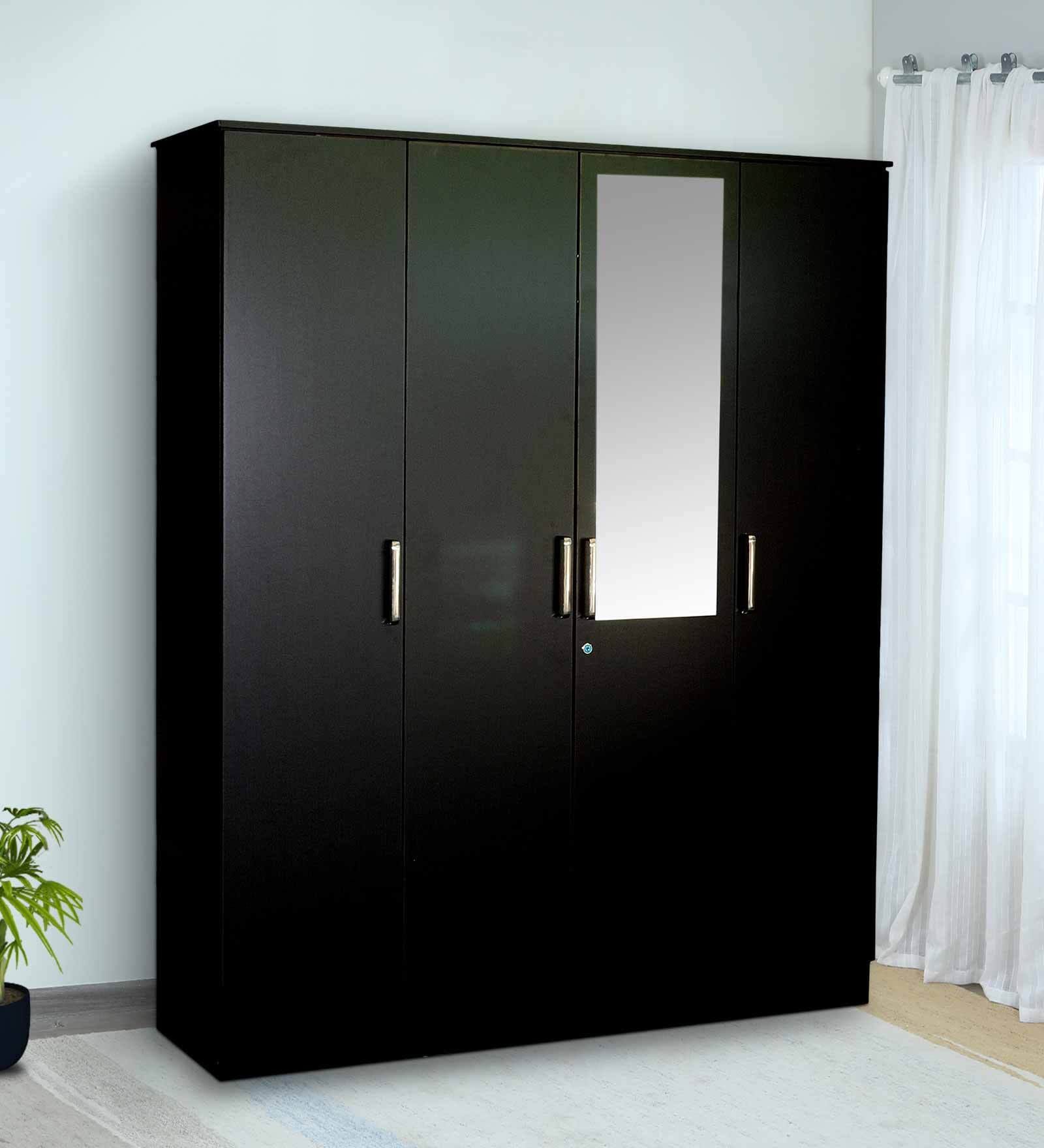 Buy Julian 4 Door Wardrobe in Wenge Finish with Mirror Online - 4 Door ...