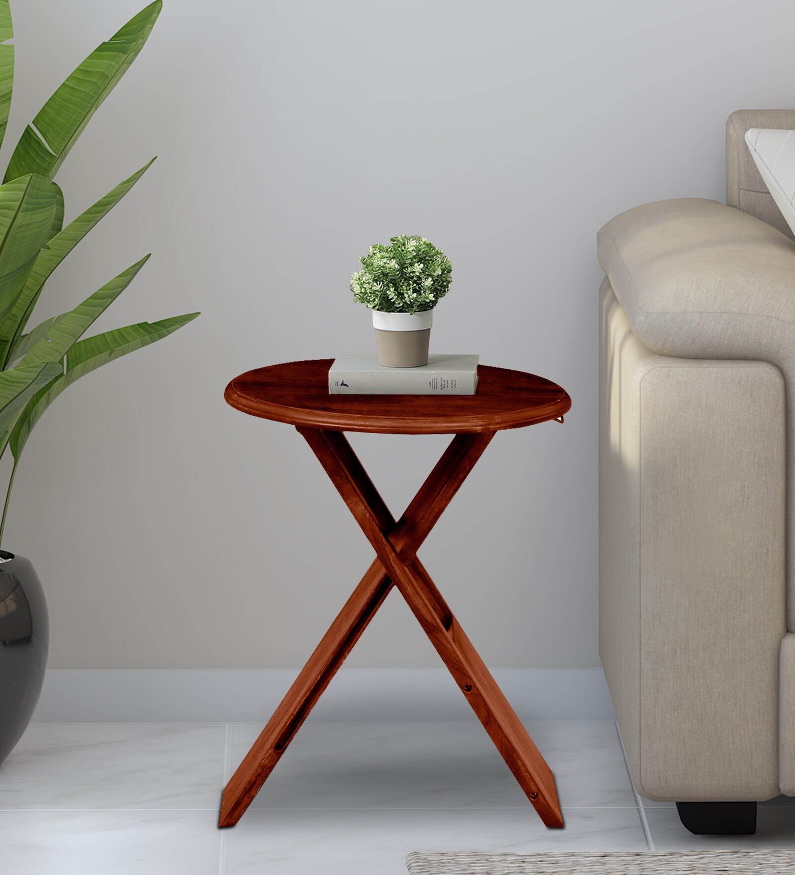 Buy Jungfrau Sheesham Wood Folding End Table In Scratch Resistant Honey ...
