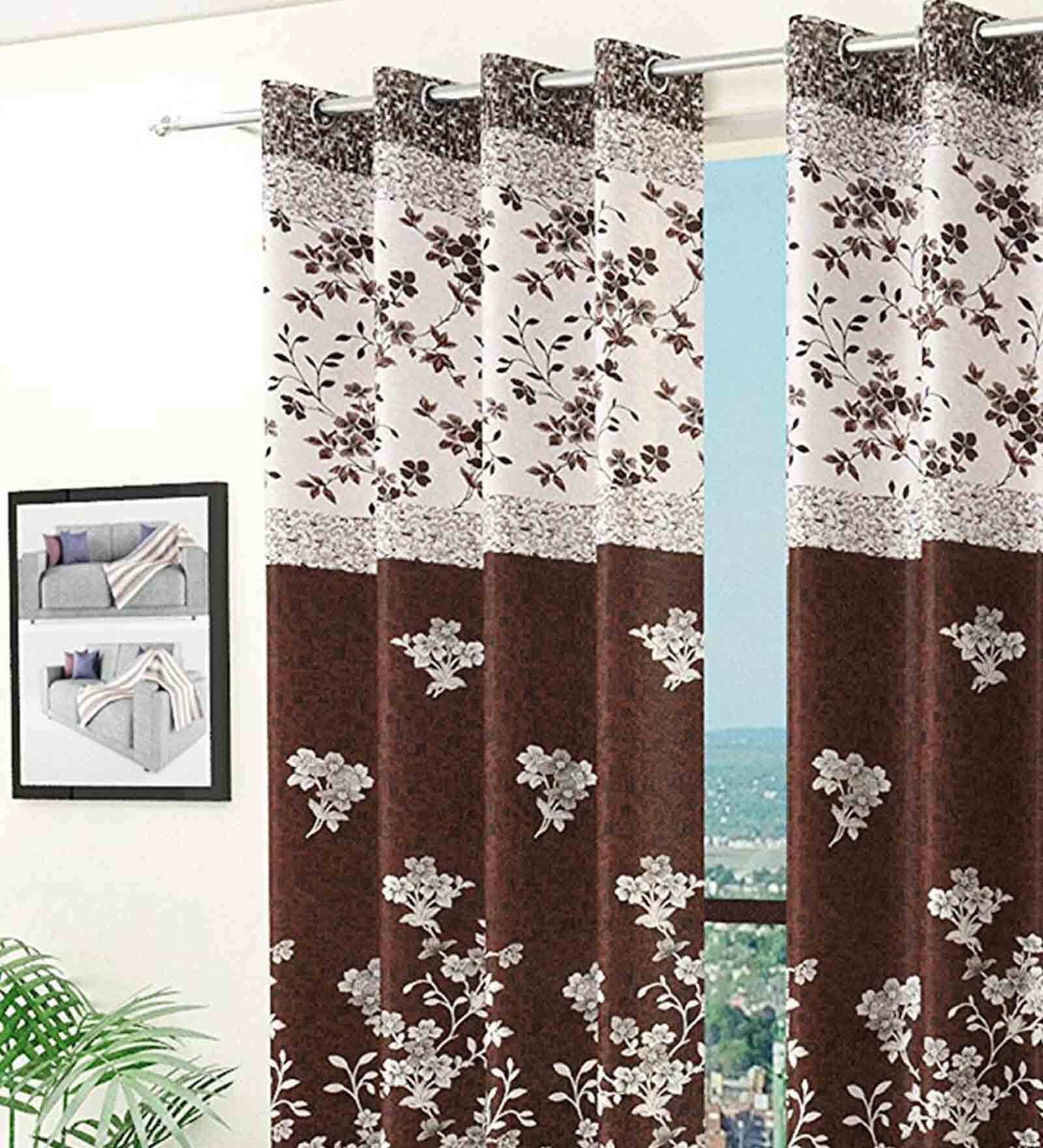 Buy Jute 5 Feet Blackout Window Curtain in Brown Color at 34% OFF by ...