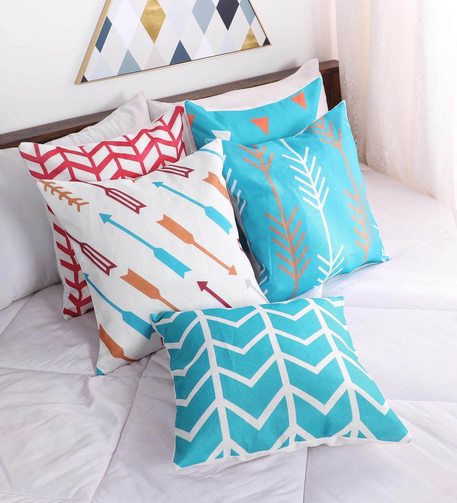 Buy Jute Abstract Pattern 12x12 Inch Cushion Covers (Set Of 5) at 12% ...