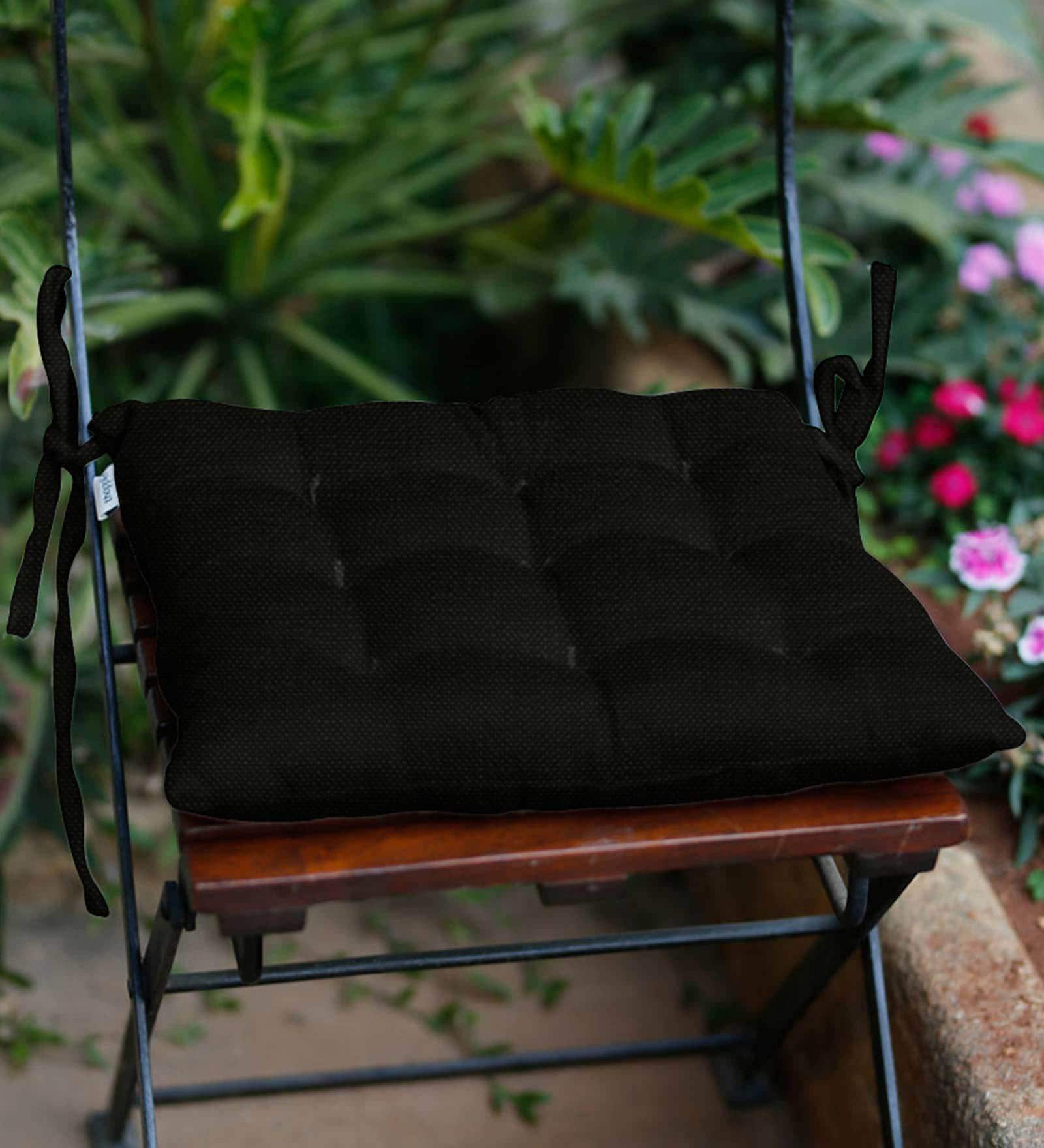 Buy Black Polyester Filled Solid Jute 14x14 Inches Chair Pad at 70% OFF ...
