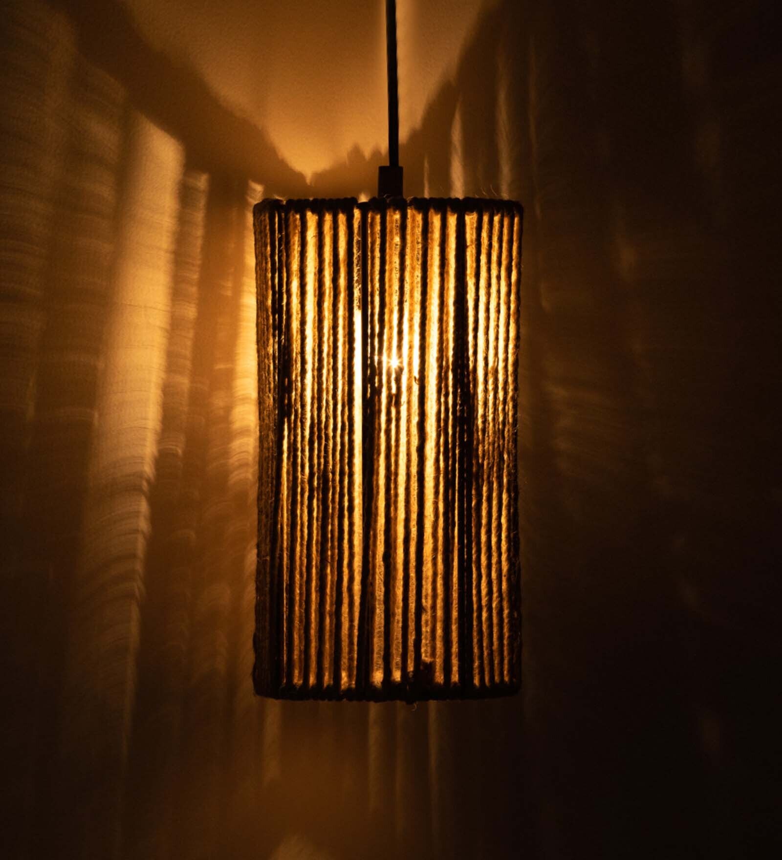 Buy Jute Embers Handwoven Cylindrical Hanging Pendant Lamp in Jute ...