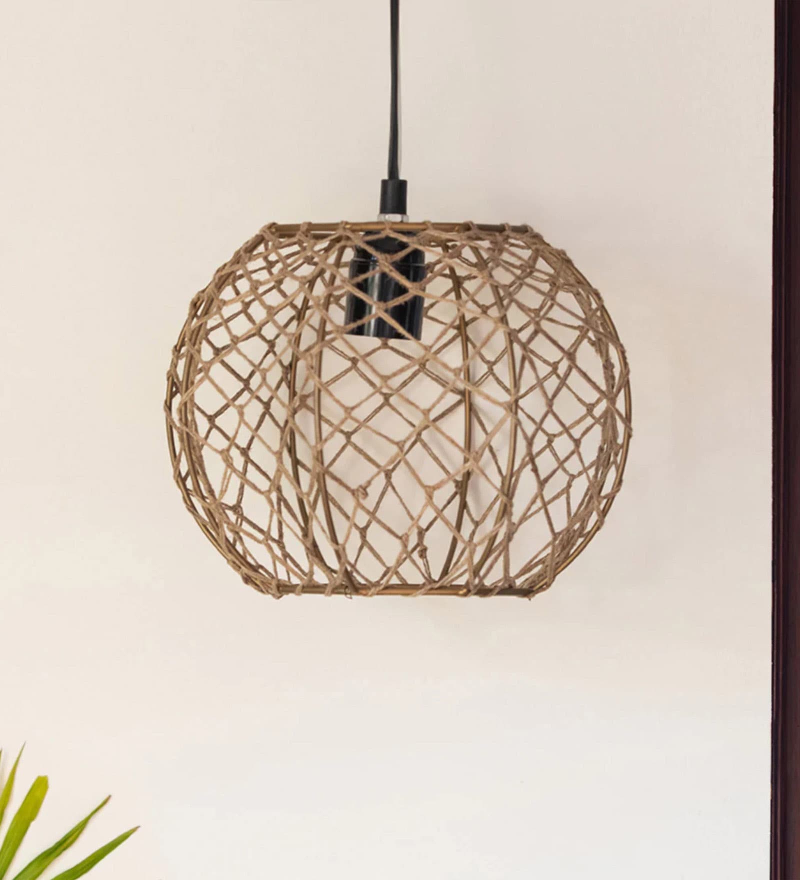 Buy Jute Luminescence Handwoven Spherical Hanging Pendant Lamp in Jute ...