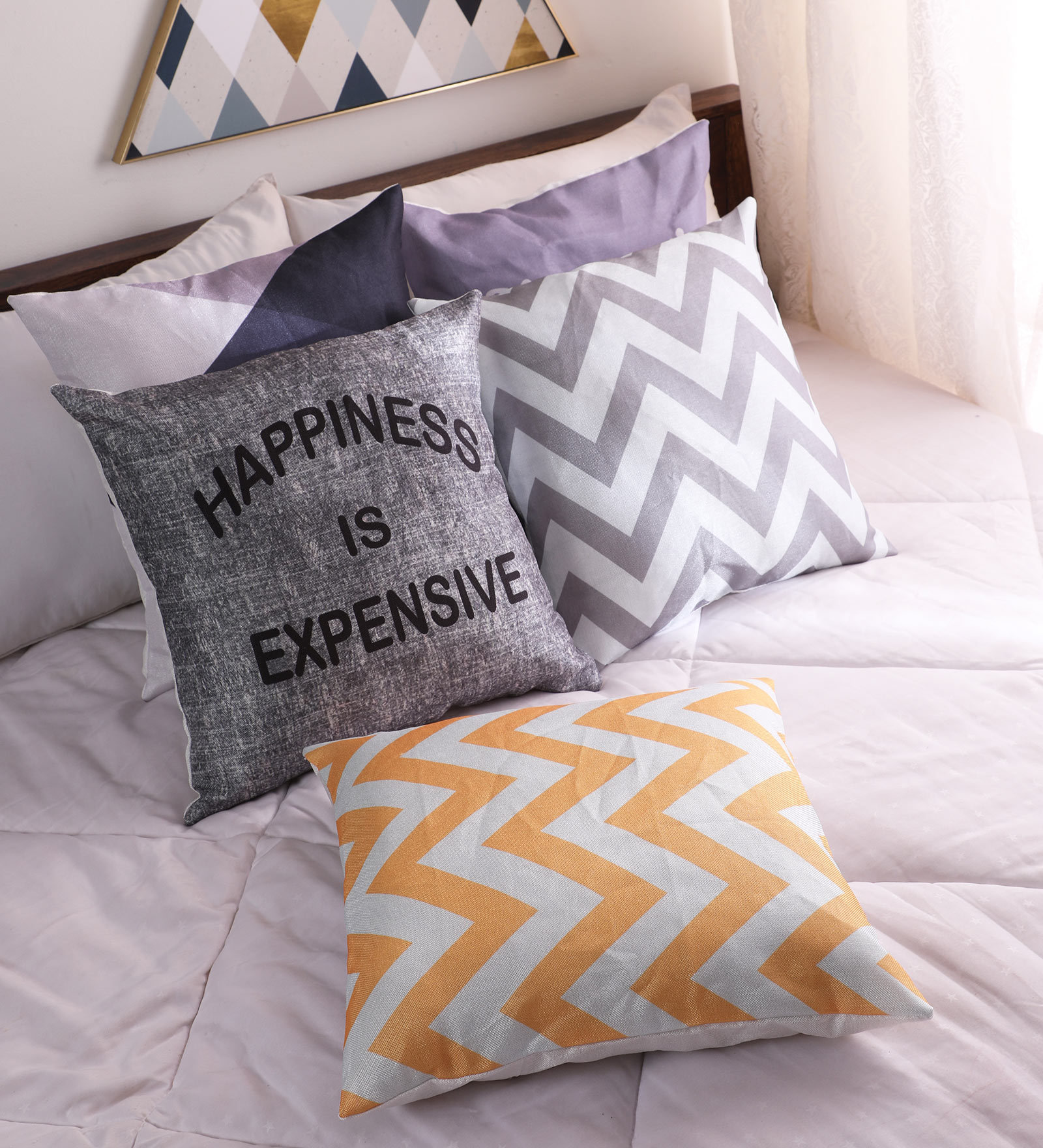 Buy Jute Slogan Pattern 12x12 Inch Cushion Covers (Set Of 5) by B7 ...