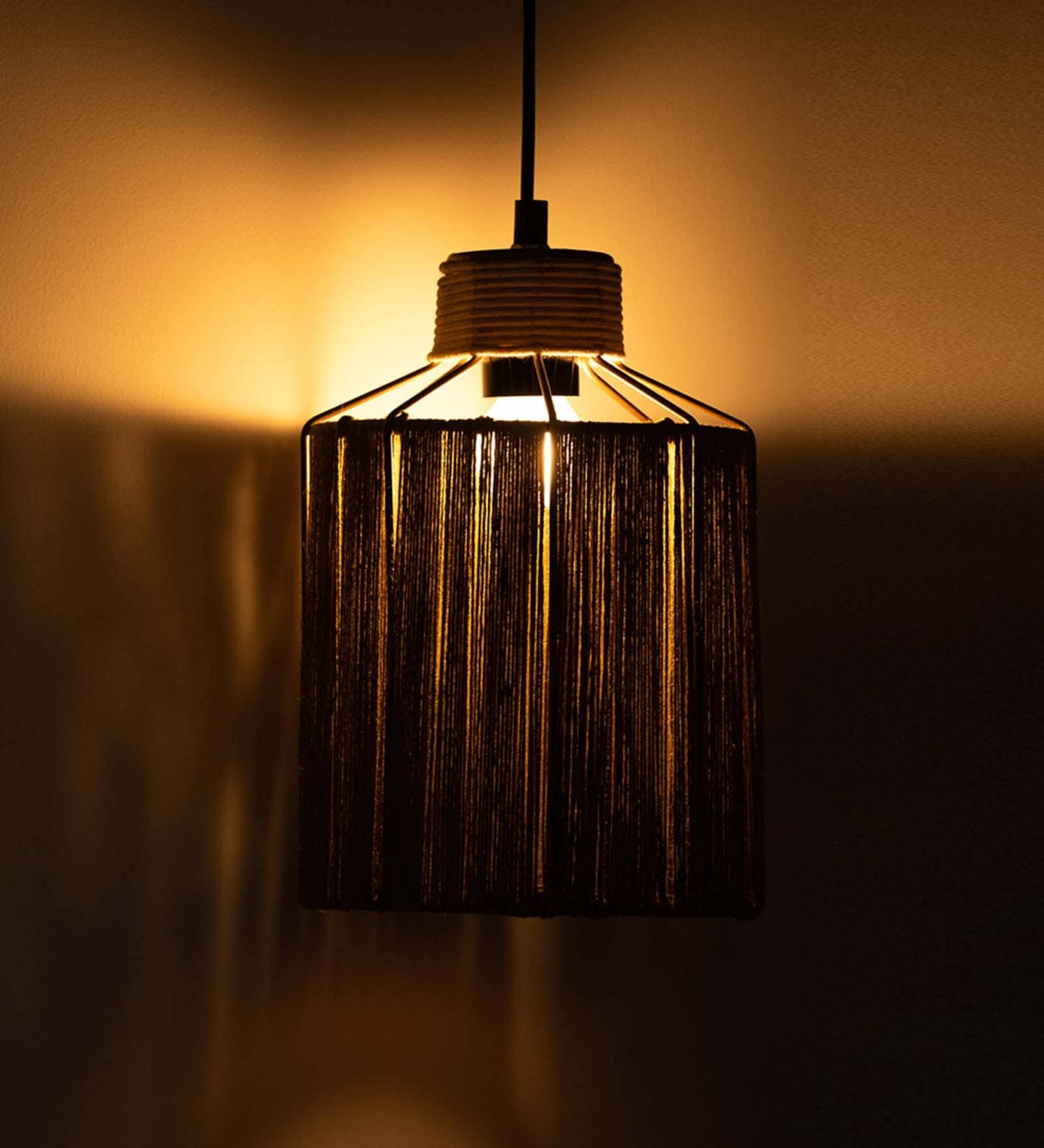 Buy Jute Splendours Handwoven Cylindrical Hanging Pendant Lamp in Jute ...