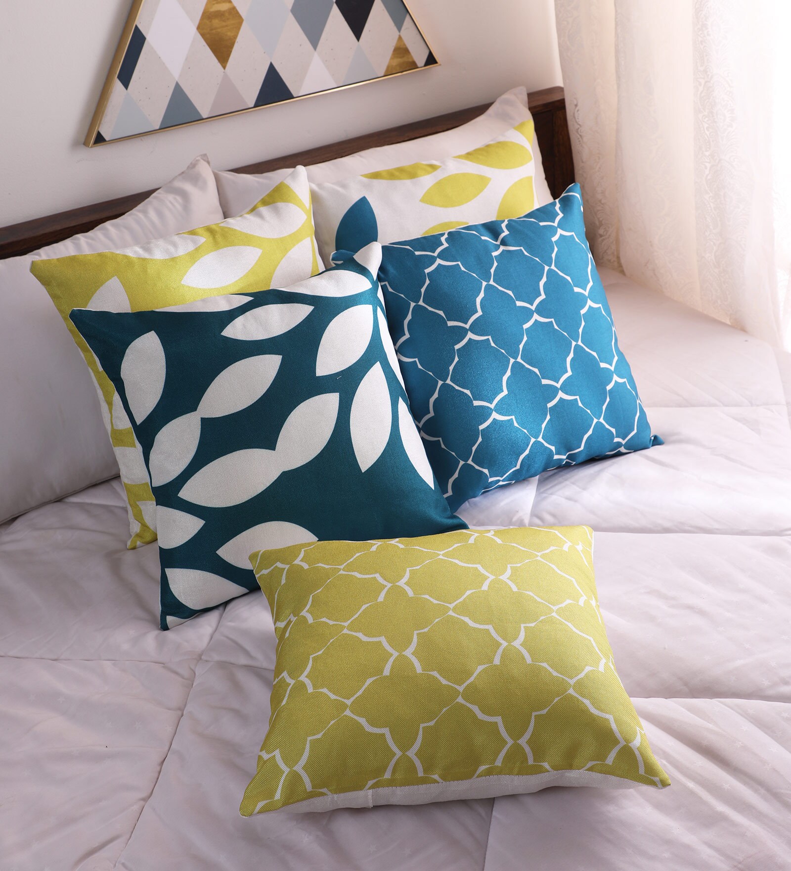 Buy Jute Traditional Pattern 12x12 Inch Cushion Covers (Set Of 5) by B7 ...