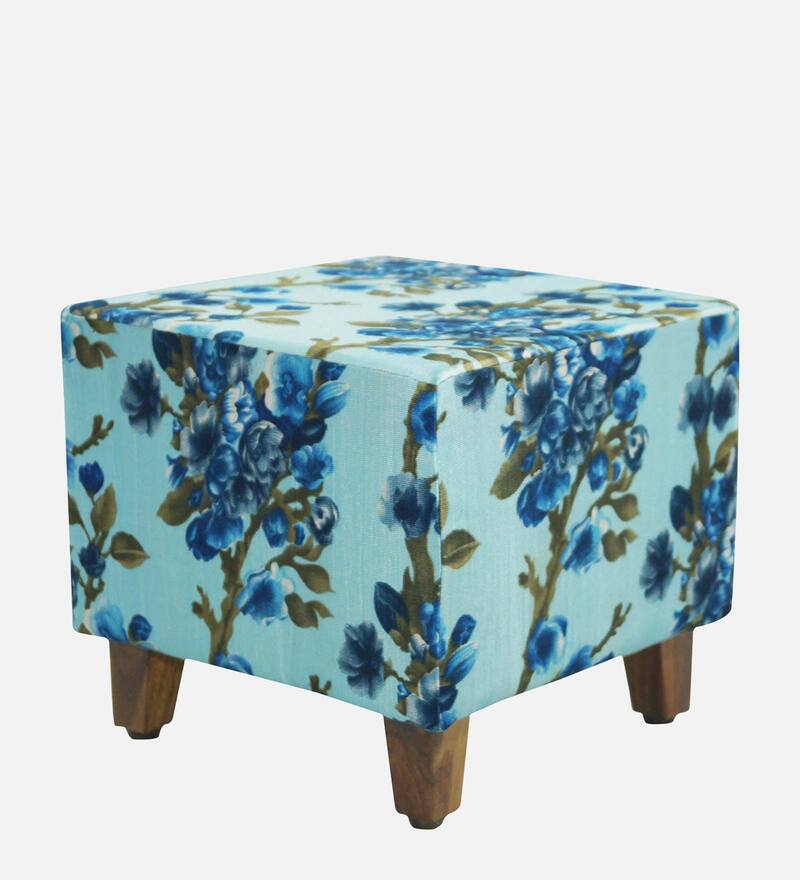 Buy Sisak Fabric Foot Stool in With Blue Floral Print by Woodsworth ...