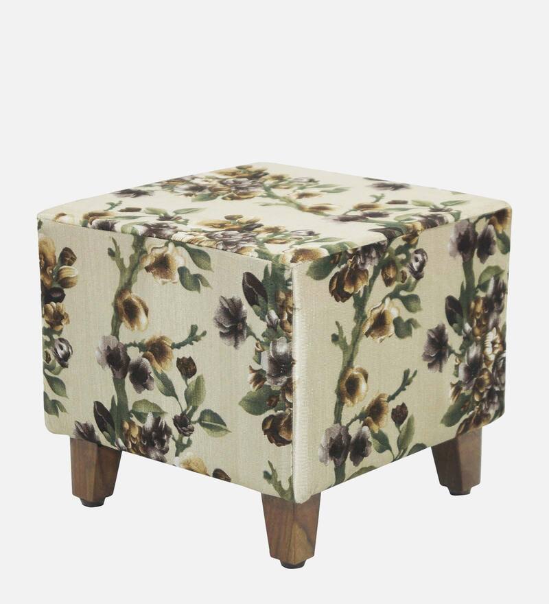 Buy Sisak Fabric Foot Stool in With Biege Floral Print by Woodsworth ...