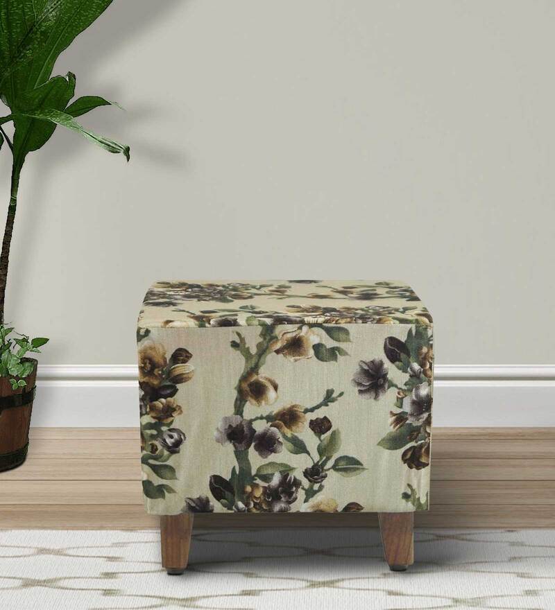 Buy Sisak Fabric Foot Stool in With Biege Floral Print by Woodsworth ...