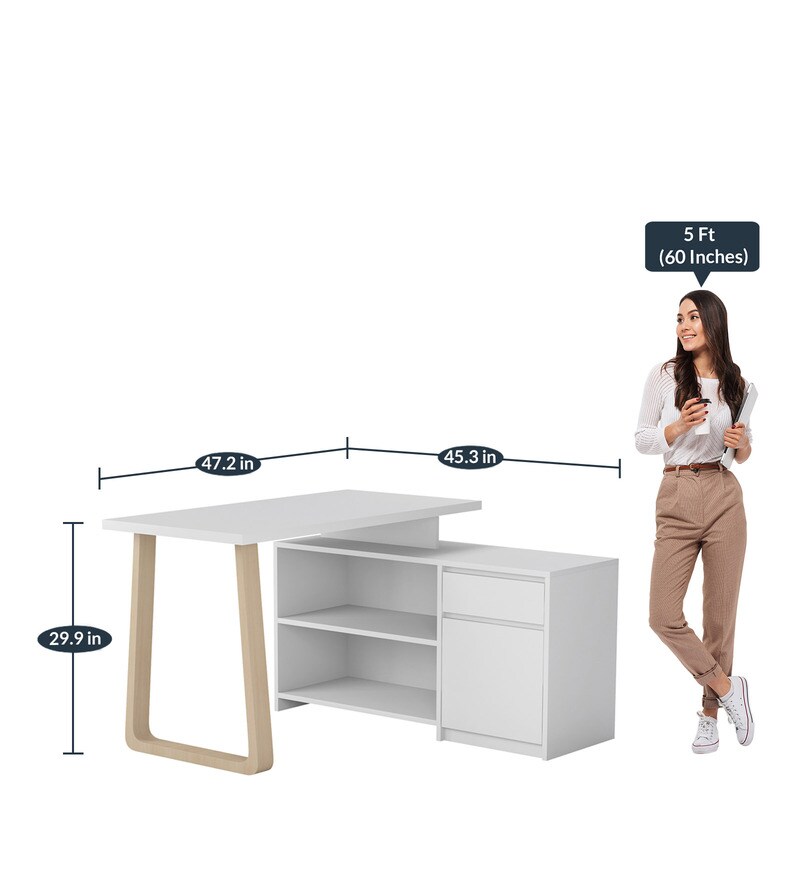 Buy Juda Writing Table in Matte Frosty White Finish Online ...