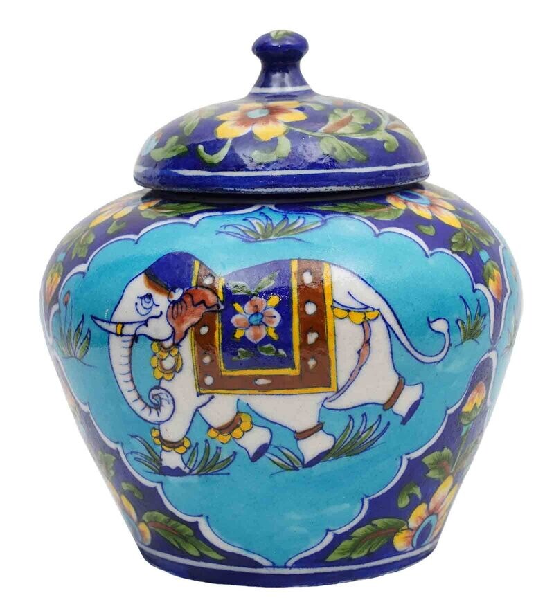 Buy Jumbo Pottery Ceramic Handpainted Jar by FolkStorys Online - Jars ...