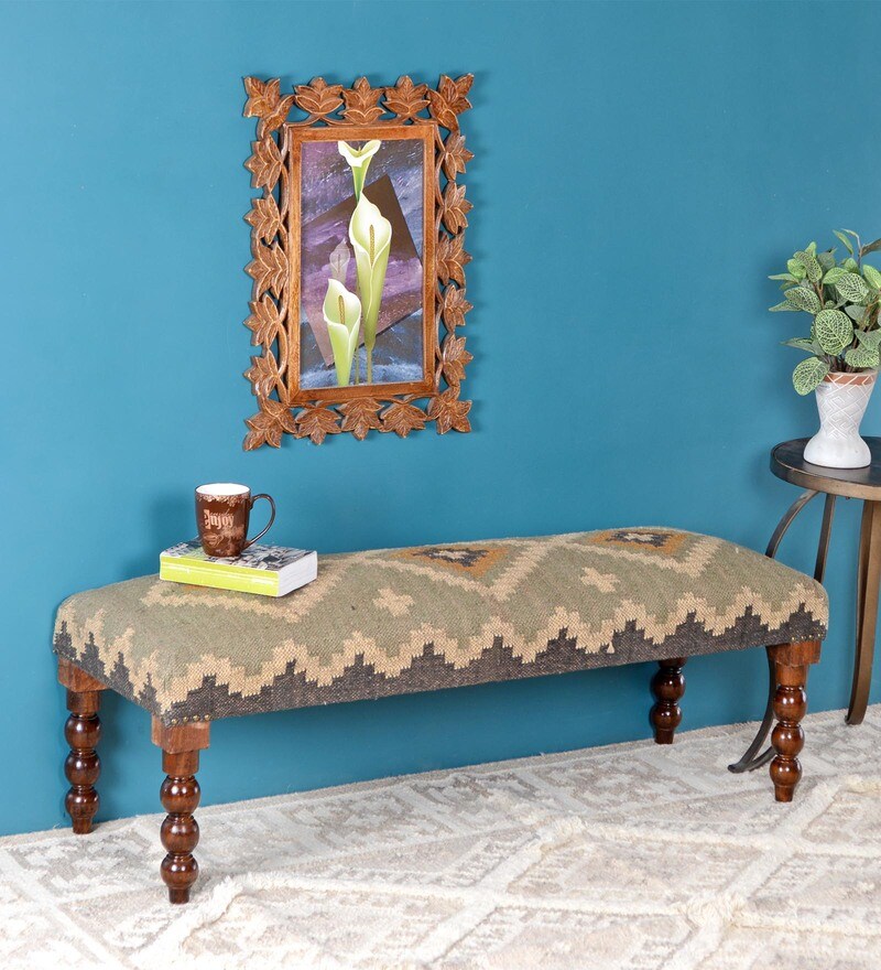 Buy Jute Kilim Fabric Bench In Multi Colour By Natural Furnish Online ...