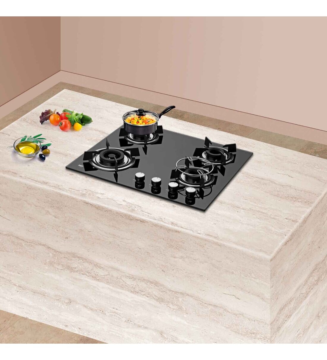 Buy Kaff 4 Burners Glass Gas Hob Hbr604A (Isi Mark) Online - Gas Stoves ...