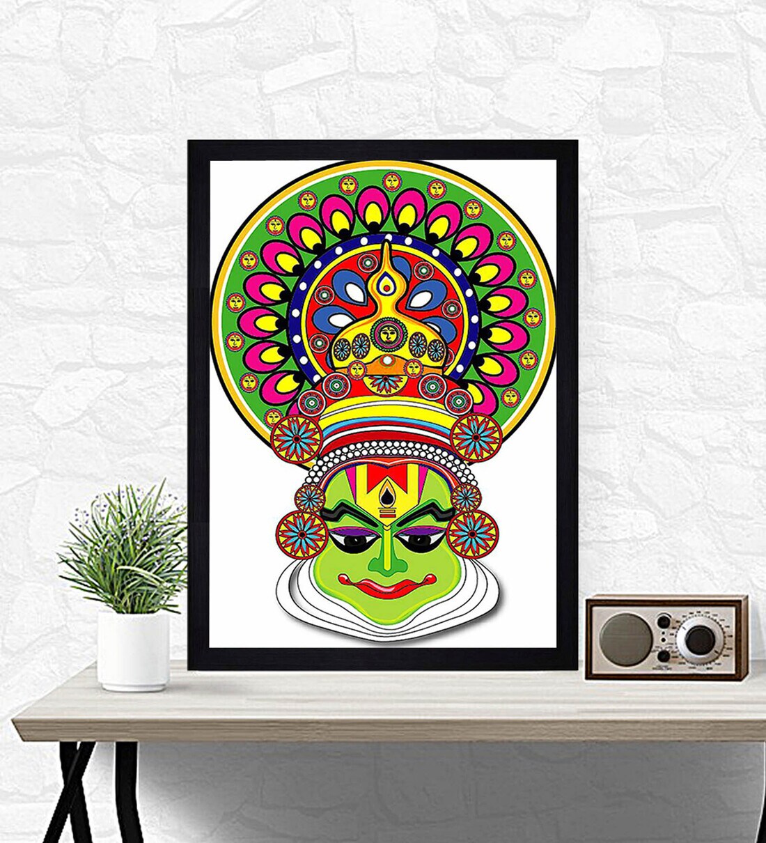 Buy Kathakali Classical Dancing Face Texture Paper Framed Art Print by ...