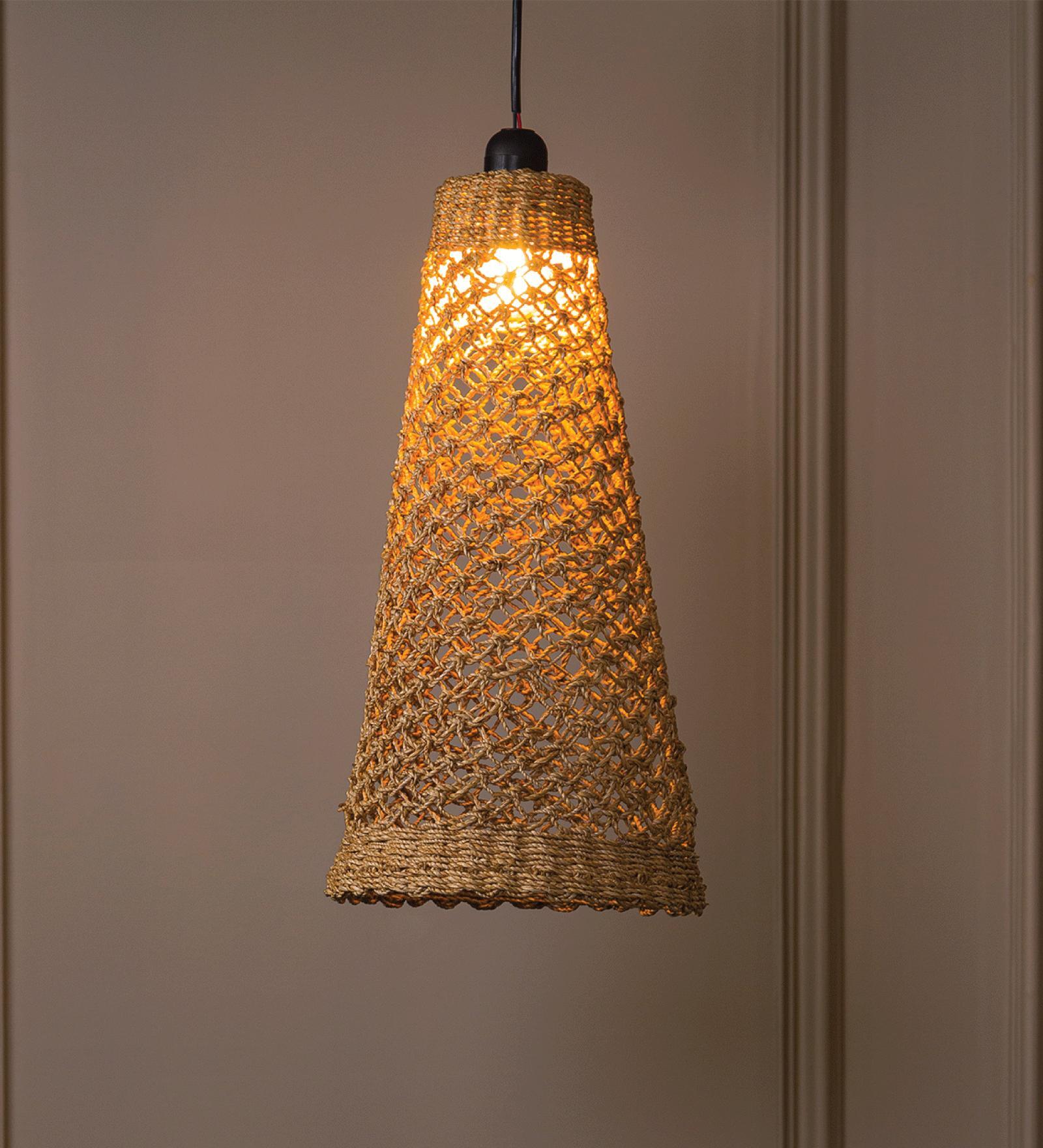 Buy Kai 16 Inch Natural Brown Banana Rope Crochet Conical Hanging ...