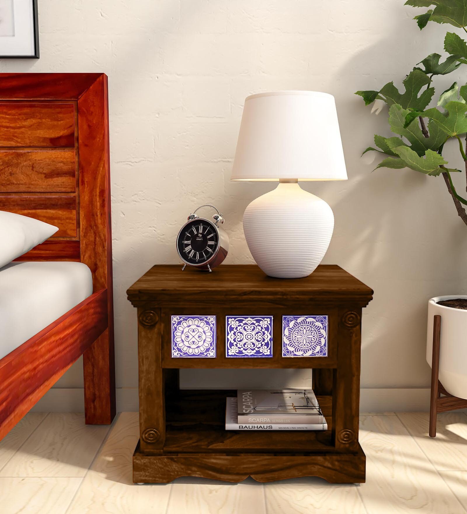 Buy Kamchini Sheesham Wood Bedside Table In Scratch Resistant ...