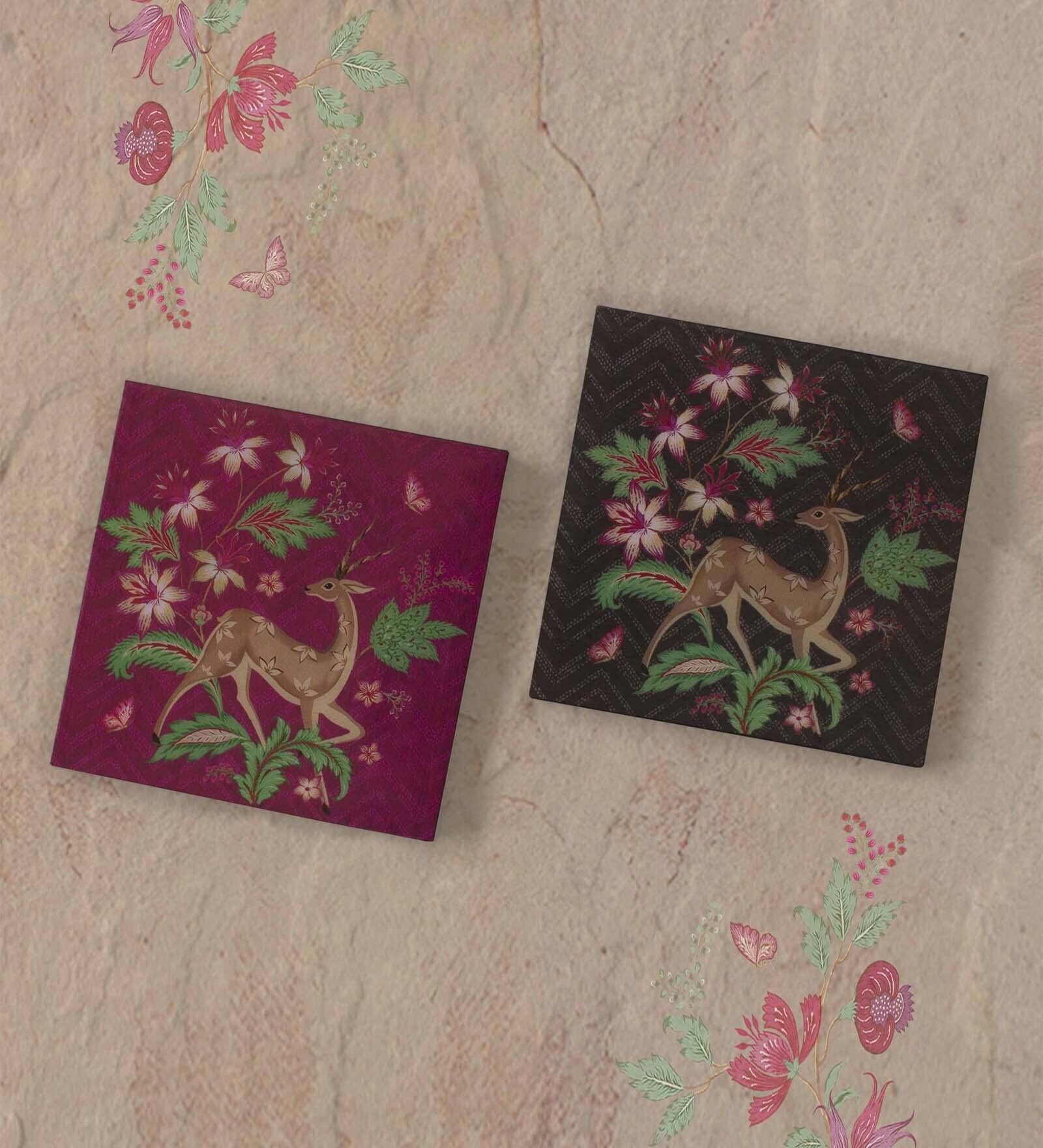 Buy Kanha Deer Multicolour MDF (Set of 2) Table Coaster at 9% OFF by ...