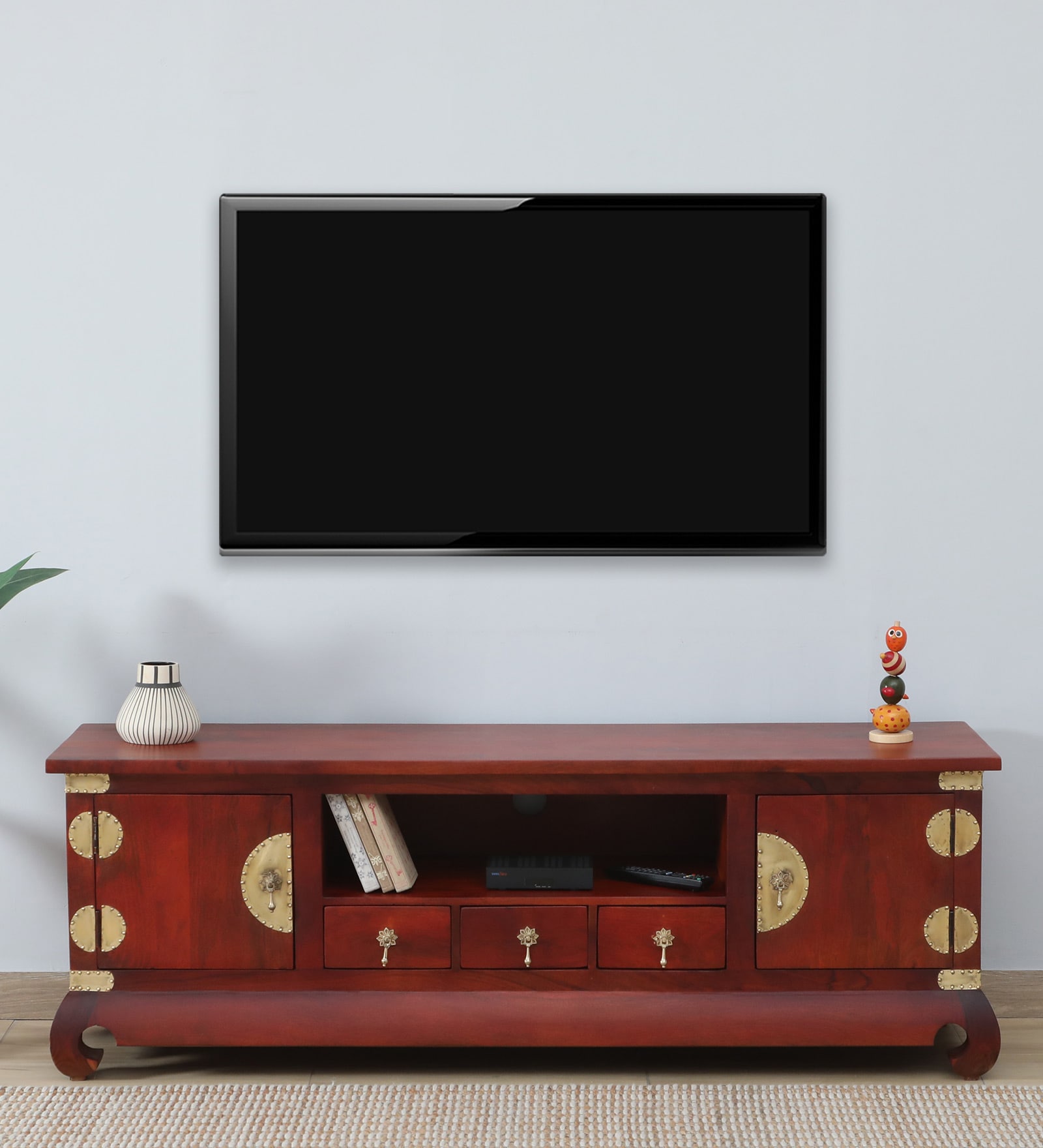 Buy Kani Mango Wood TV Unit In Honey Oak Finish at 5% OFF by Mudramark ...