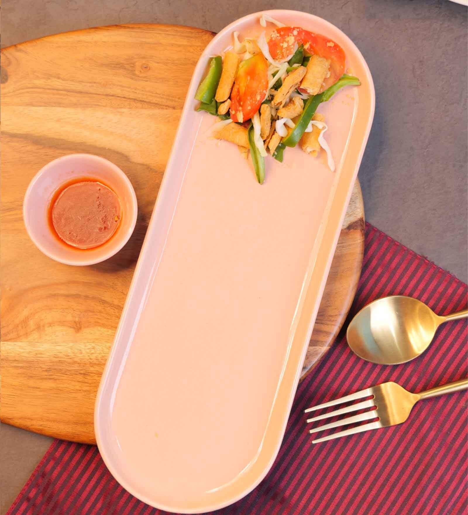 Buy Kanwal Pastel Pink Long Oval Platter with Dip Bowl at 23% OFF by ...