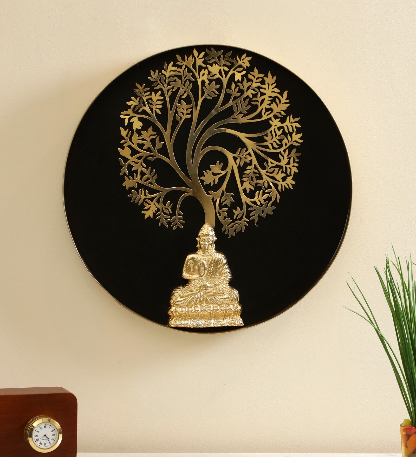 Buy Karma Buddha Black & Gold Wood & Iron Wall Art at 41% OFF by Vedas ...