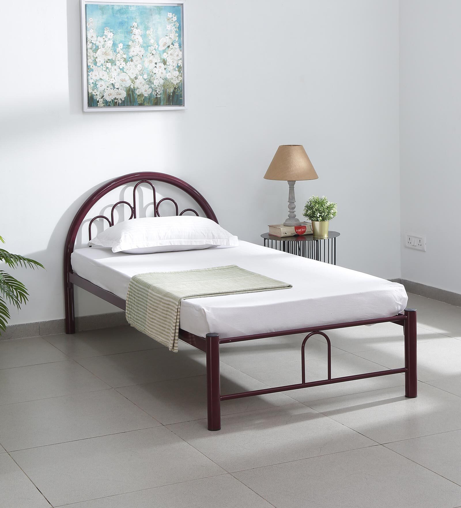 Buy Kashiwa Metallic Single Bed in Maroon Finish at 6% OFF by Mintwud ...