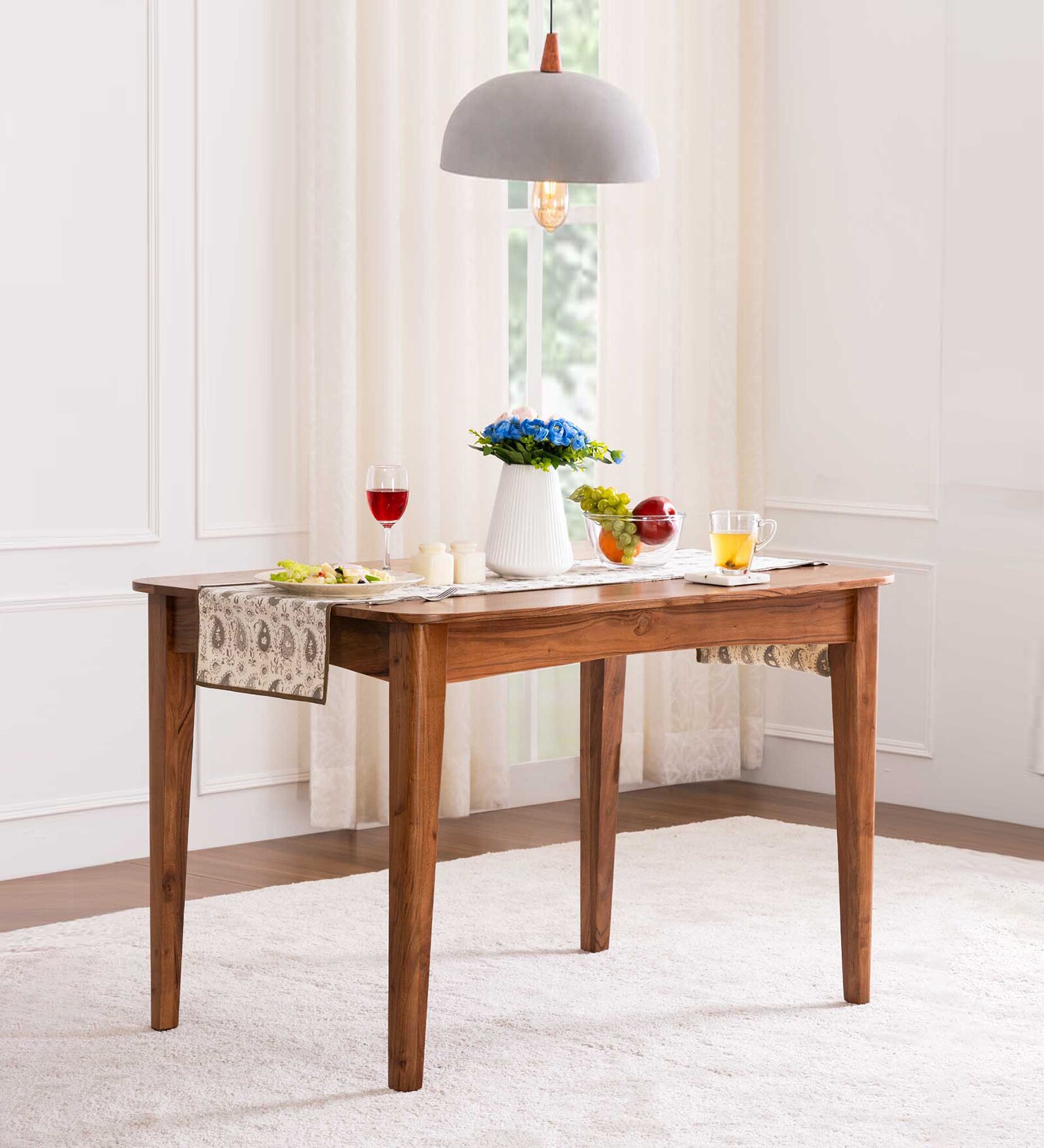 Buy Kayra Solid Wood 4 Seater Dining Table in Timeless Teak Finish at ...