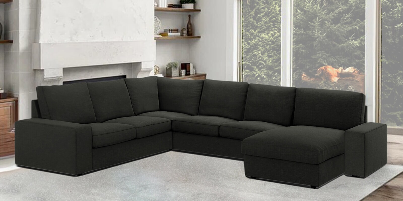 Buy Kappa Fabric LHS Corner Sofa in Dark Grey Colour in C Shape at 49% ...