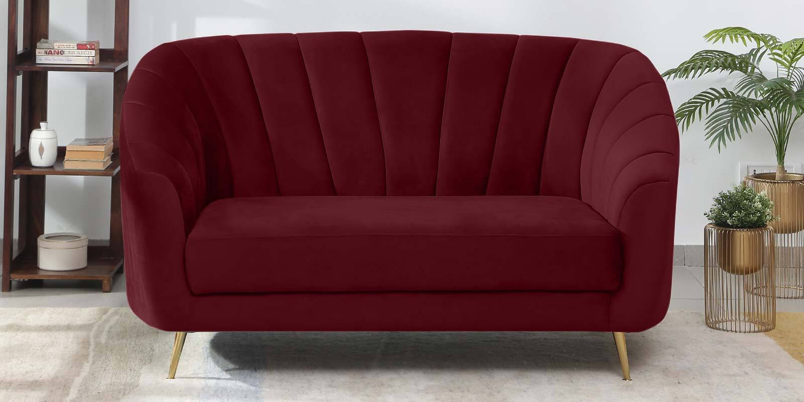 Buy Kaylee Velvet 2 Seater Sofa in Berry Red Colour at 21% OFF by ...