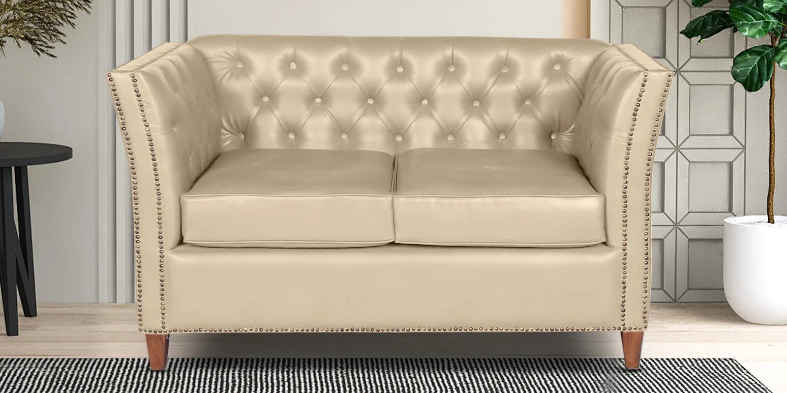 Buy Kazo Leatherette 2 Seater Sofa In Beige Color at 22% OFF by Furnicoz | Pepperfry