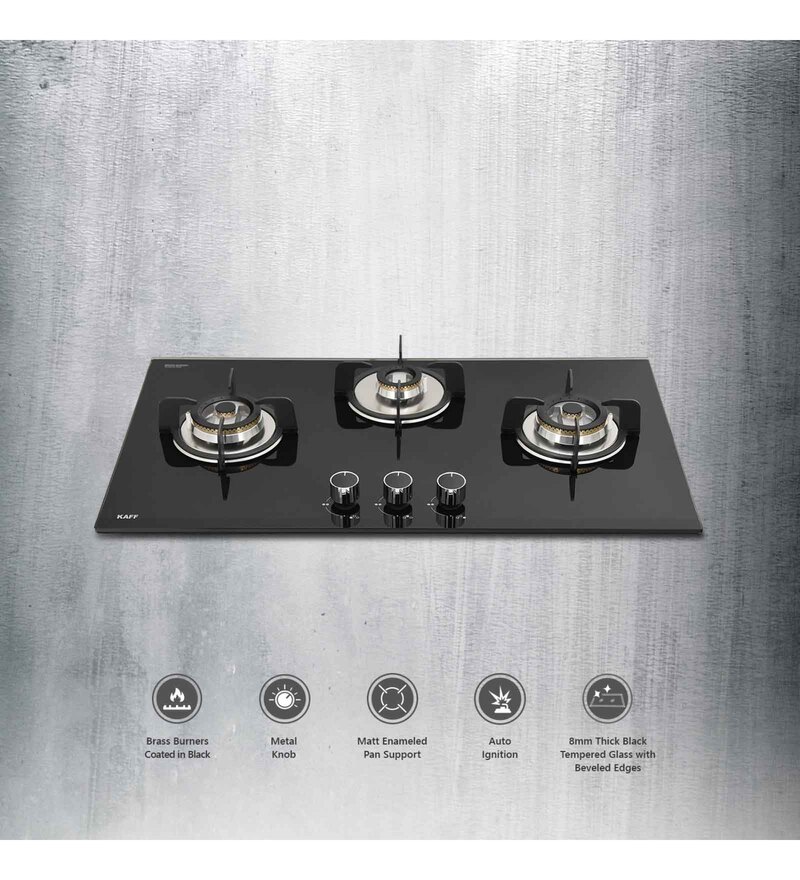 Buy Kaff 3 Burners Glass Gas Hob Vrh783 (Isi Mark) Online - Gas Stoves ...