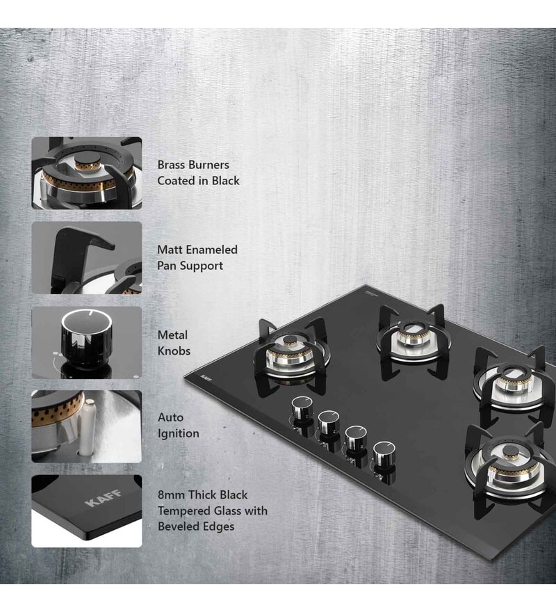 Buy Kaff 4 Burners Glass Gas Hob Vrh784 (Isi Mark) Online - Gas Stoves ...