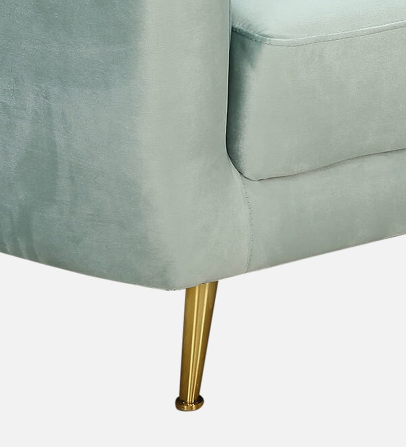 Buy Kaylee Velvet Fabric 1 Seater Sofa In Mint Green Colour By ...