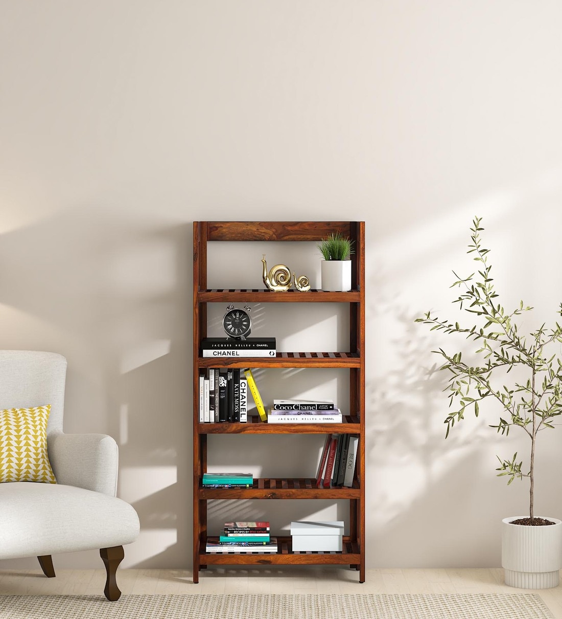 Buy Kelty Sheesham Wood Book Shelf In Honey Oak Finish at 13% OFF by ...