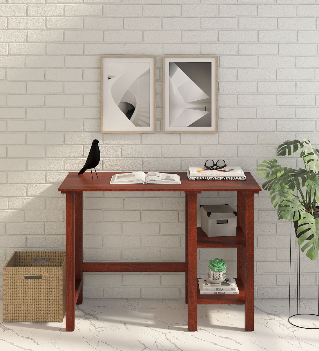 Buy Kelty Sheesham Wood Writing Table in Scratch Resistant Honey Oak ...