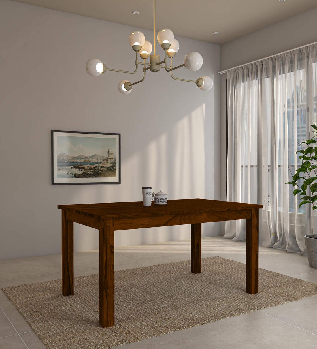 Buy Kentan Sheesham Wood 6 Seater Dining Table In Provincial Teak ...
