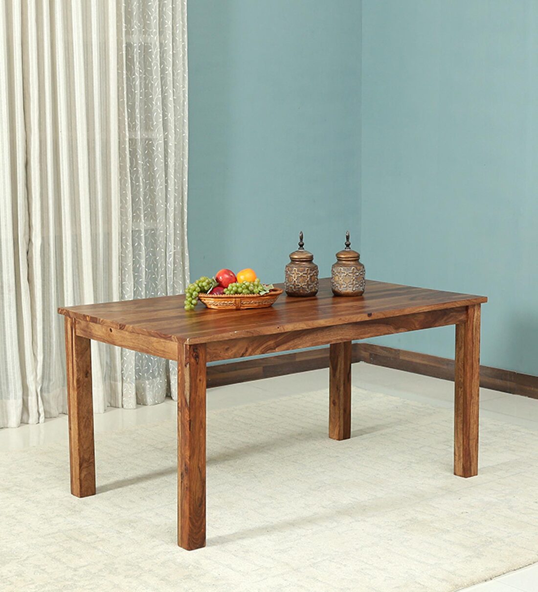 Buy Kentan Sheesham Wood 6 Seater Dining Table In Rustic Teak Finish By ...