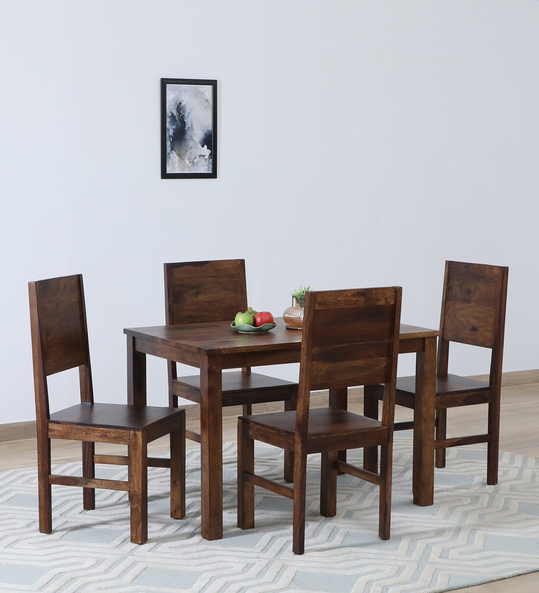 Buy Kenzo Sheesham Wood 4 seater Dining Set in Provincial Teak Finish ...