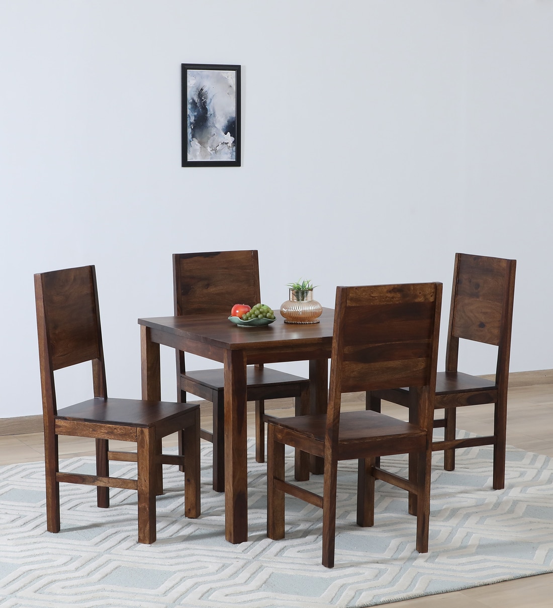 Buy Kenzo Sheesham Wood 4 seater Dining Set in Provincial Teak Finish ...
