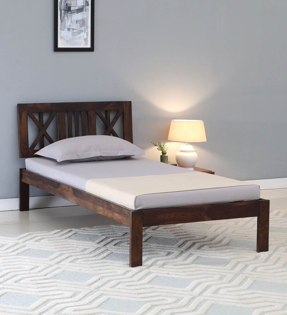 Buy Kenzo Sheesham Wood Single Bed In Provincial Teak Finish at 22% OFF ...