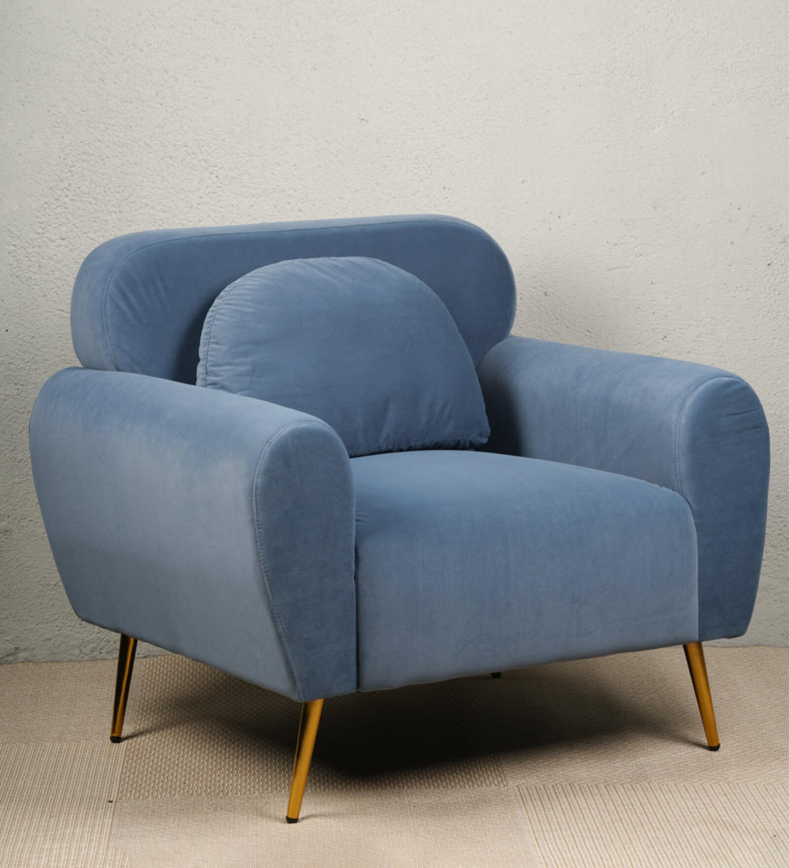 Buy Kenneth Lounge Chair In Blue Colour by The Golden Triangle | Pepperfry