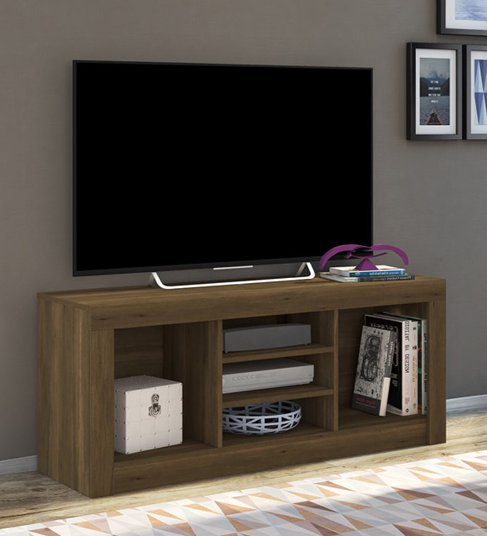 Buy Kevin TV Console in Light Walnut Finish at 70% OFF by Evok | Pepperfry