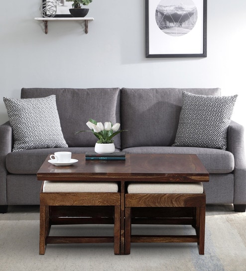 Buy Kelty Sheesham Wood Nesting Coffee Table Set In Scratch Resistant ...