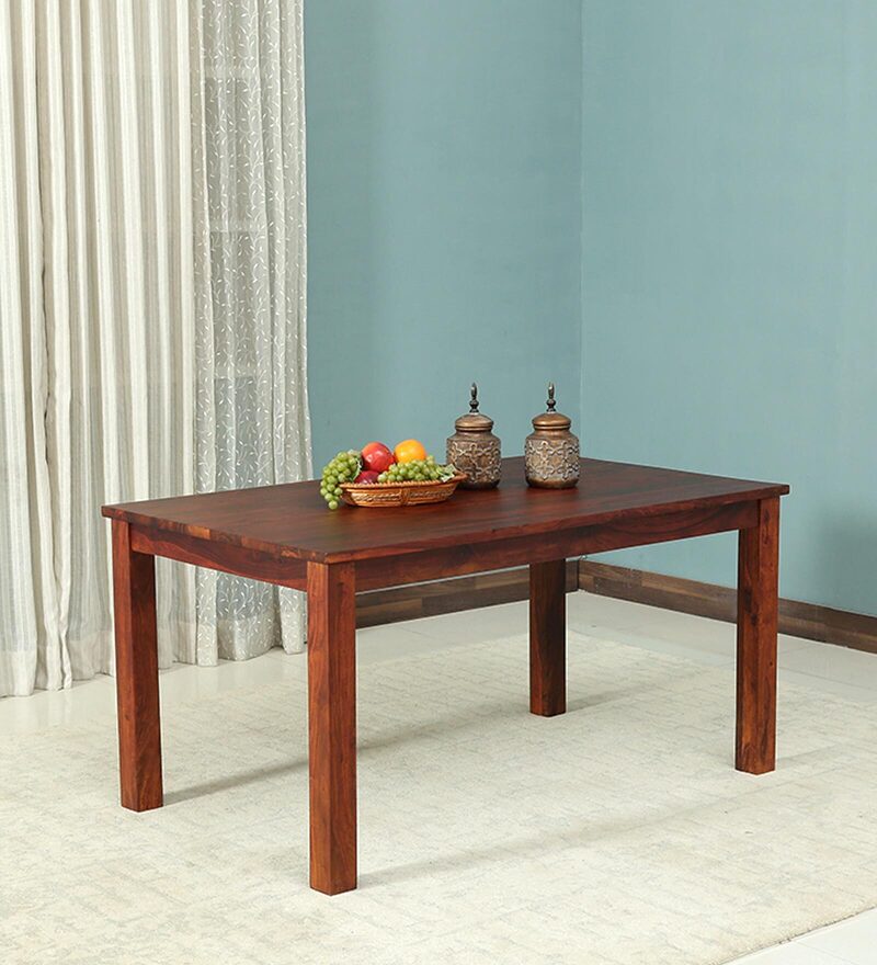 Buy Kentan Sheesham Wood 6 Seater Dining Table In Honey Oak Finish ...
