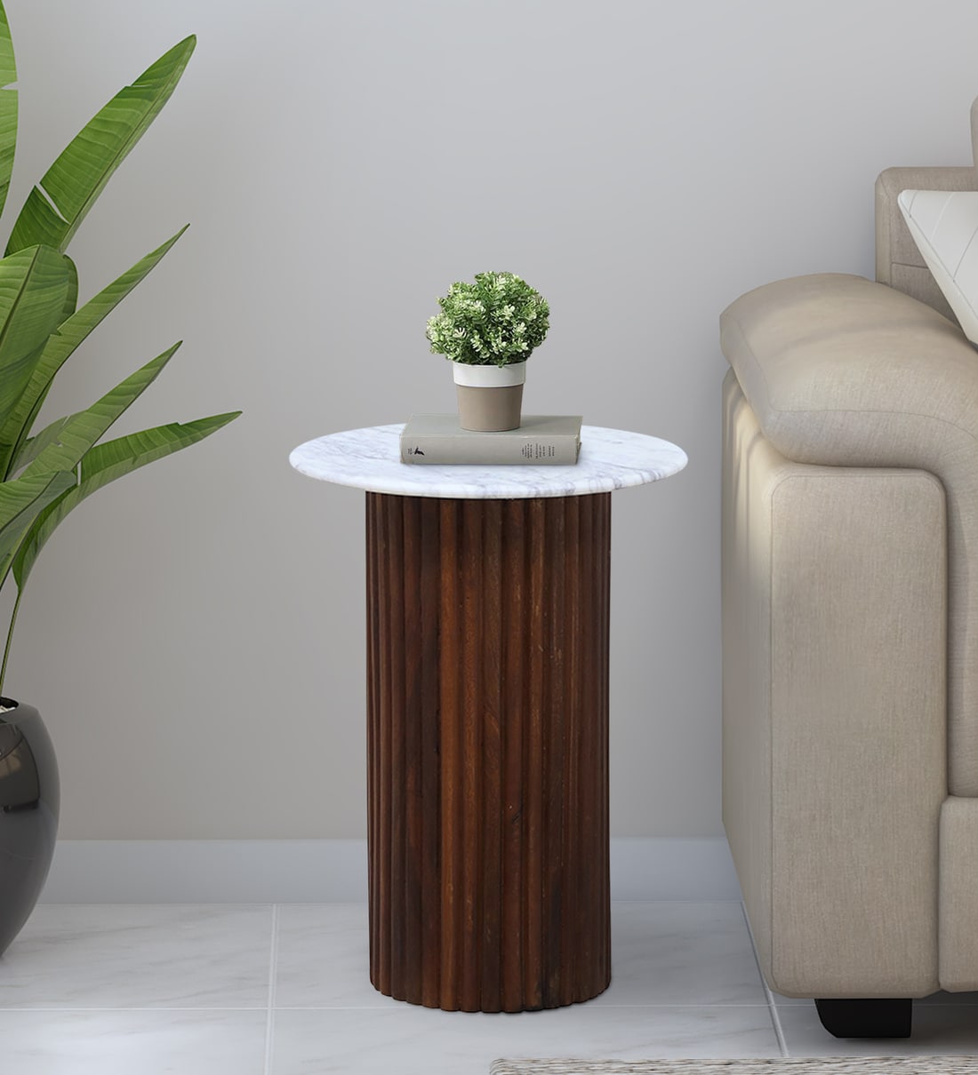 Buy Cierra Solid Wood End Table with White Marble Top at 21% OFF by ...