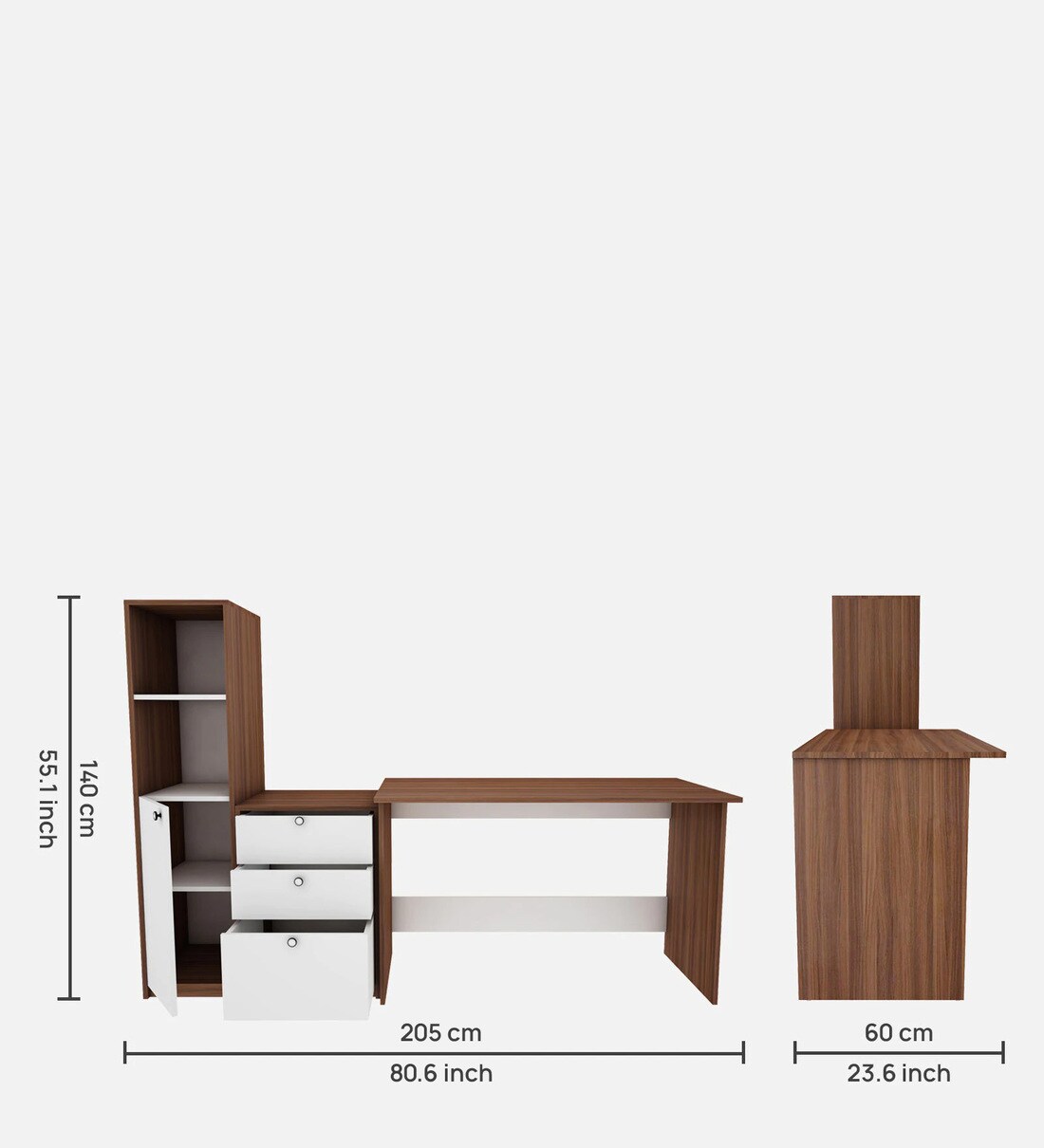 Buy Kipling Hutch Desk in Walnut And Frosty White Finish by Woodbuzz ...