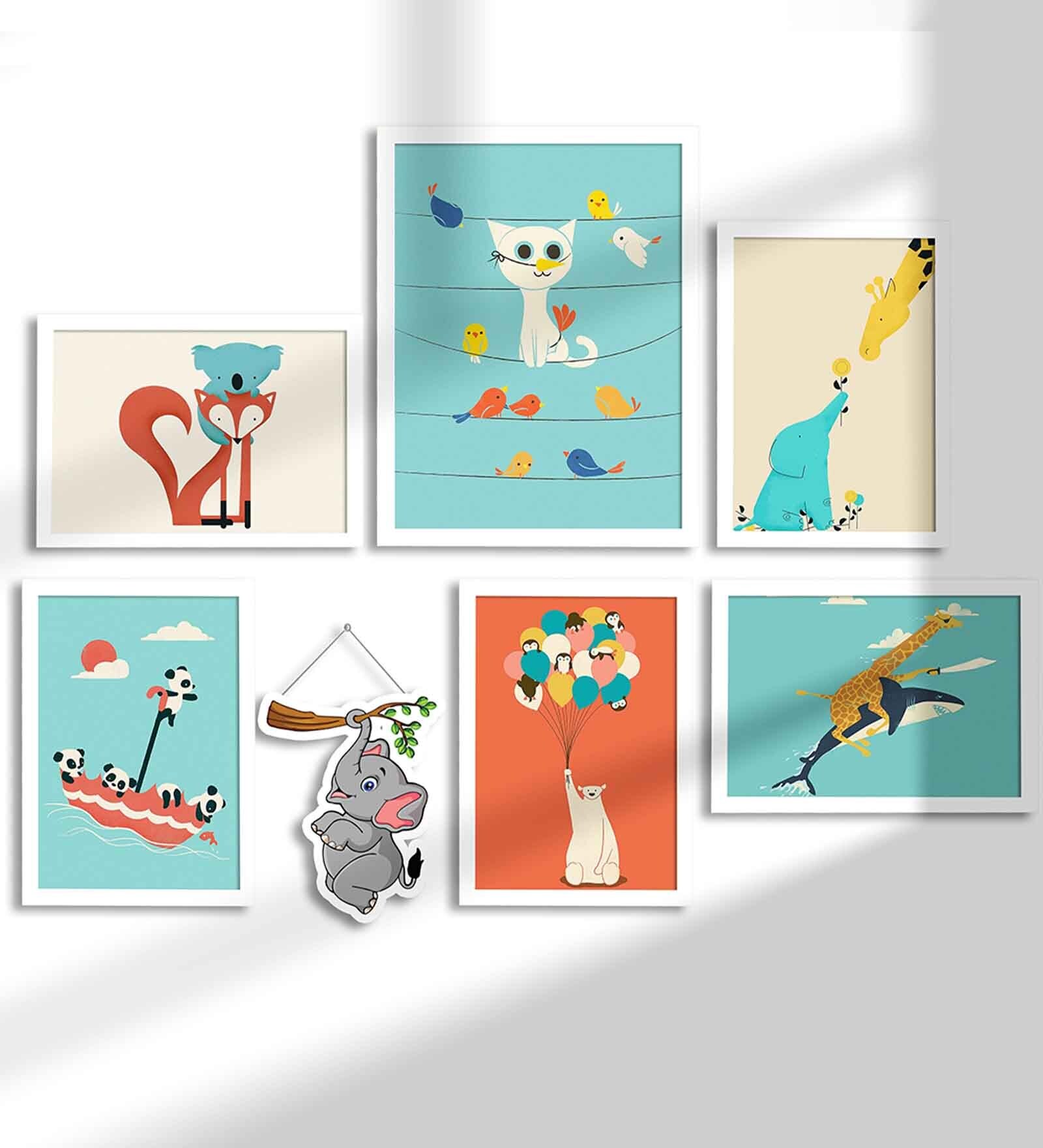 Buy 12 Inches Kids Art Theme Synthetic Wood Framed Wall Art Panel at 86 ...