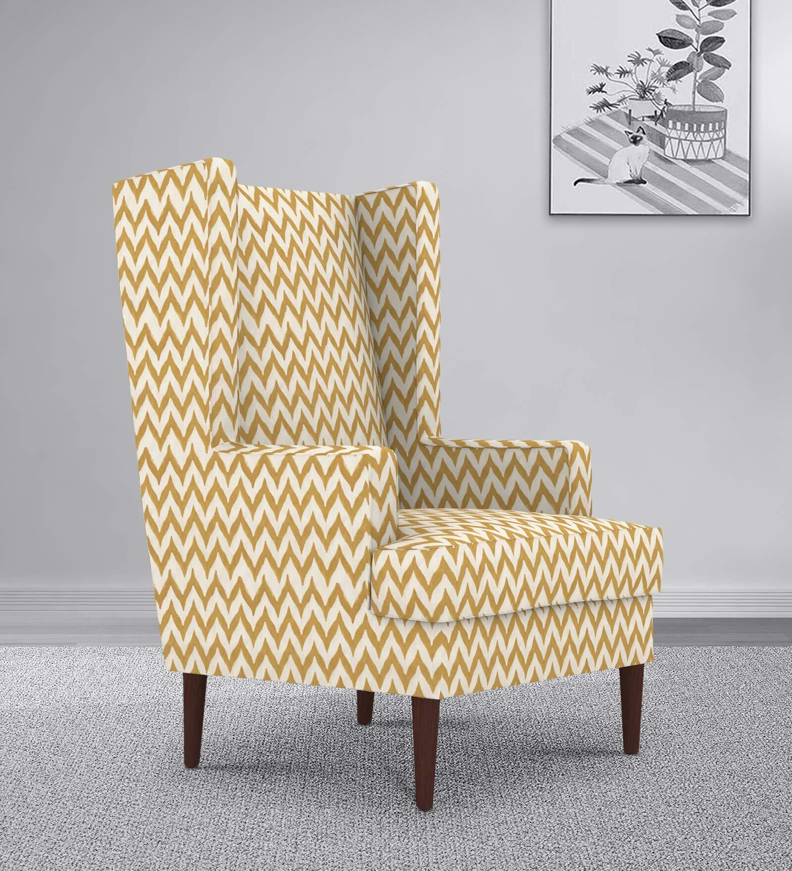 Buy Kimpton Fabric Wing Chair in Mustard Colour Online - Wing Chairs ...